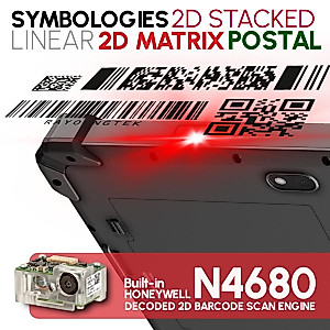 Rugged Windows Tablet with Barcode Scanner, 8" IP65 Enterprise Inventory Tablet Equip with N4680 Scan Engine 1D 2D Barcode Scanning, NFC Reader, 4G WiFi Pad Scanner with Charging Dock