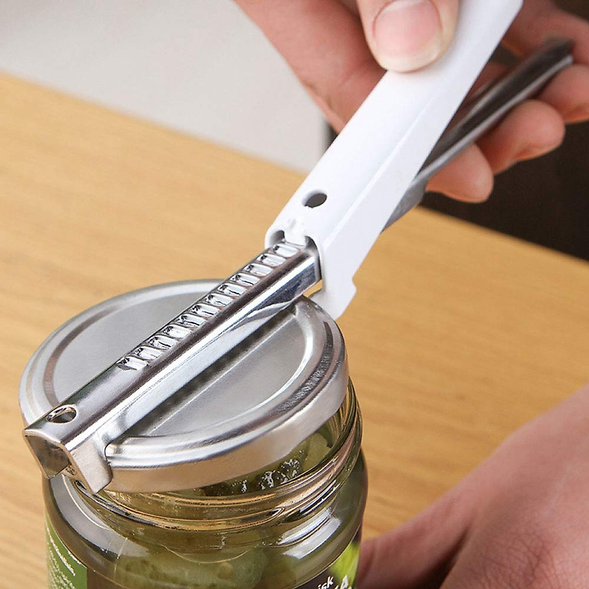 BORDSTRACT Stainless Steel Jar Opener, Swing Grip Adjustable Easily Open Bottle Opener Kit, Food Grade Crank Comfort Wine Opener for Children Elderly Arthritis Sufferer