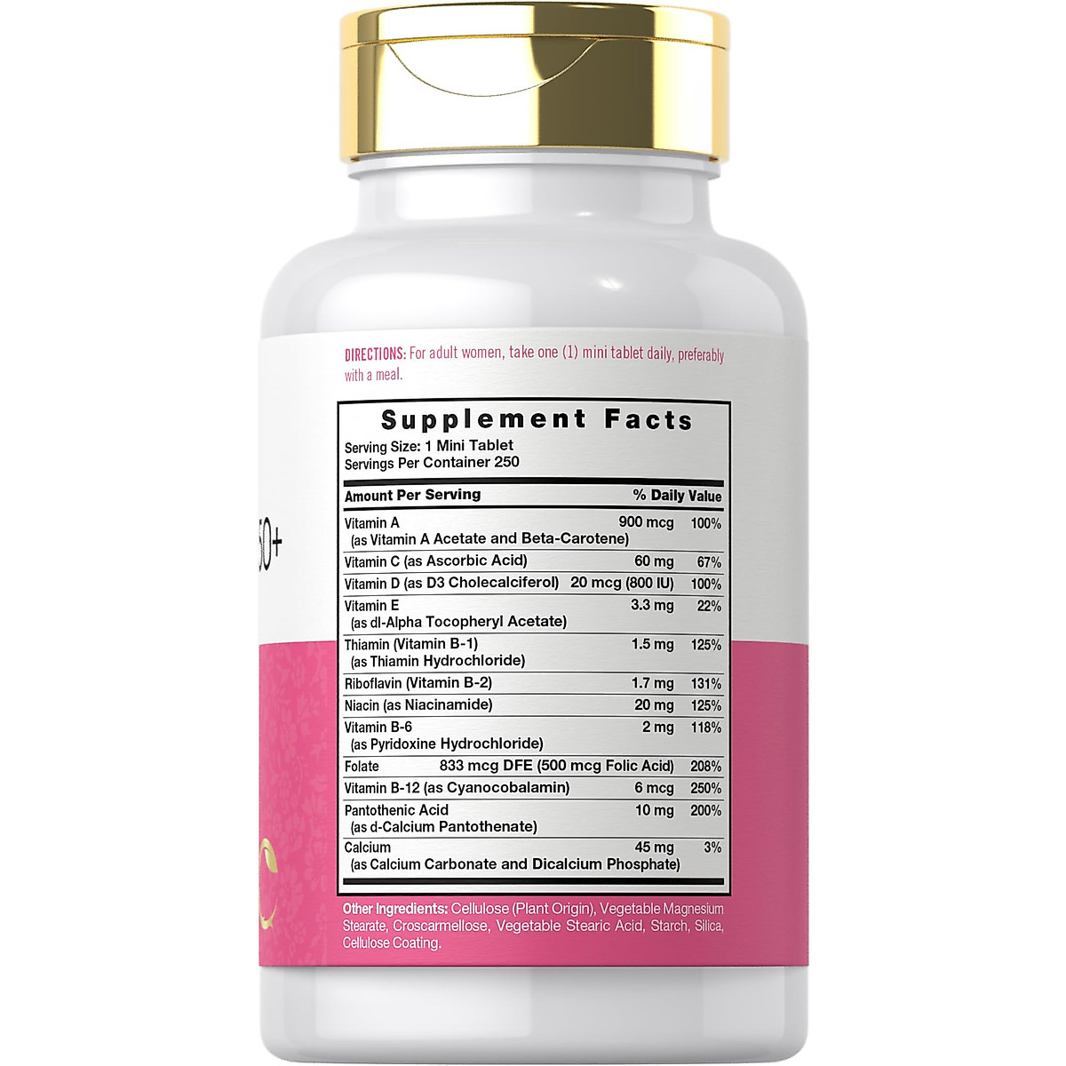 Carlyle Multivitamin for Women 50 and Over | 250 Caplets | Iron Free | with B-Vitamins, D3, and Calcium | for Women 50 Plus | Gluten Free