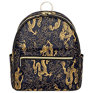 Vintage Dragon Mini Backpack Purse for Women, Chinese Style Dragon Leather Small Backpack Casual Travel Daypacks Shoulder Bag for Girls Teen