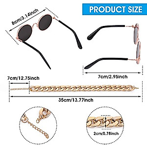 cobee Cat Sunglasses, Retro Kitten Sunglass with Rose Gold Chain Eye UV Protection Classic Small Cat Glasses Cosplay Costume for Photo Props Cute Pet Decorations for Birthday Party