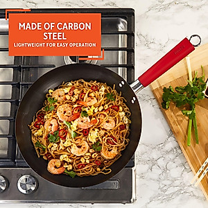 Imusa USA Inch, Red PAN-10046 12" Nonstick Carbon Steel Wok, Handle