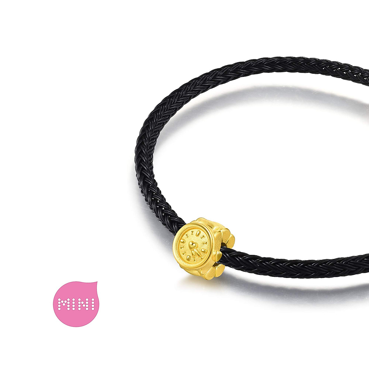 CHOW SANG SANG 999 24K Solid Gold Love Watch Mini Charm Bracelet for Women 92444C (Gold, 17 CM)