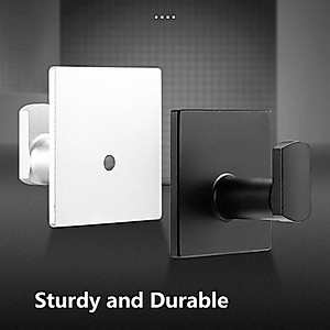 RELONGGI 4 Pack Towel Hooks，Bathroom Towel Holder，Shower Hooks for Inside Shower，Adhesive Wall Hooks for Clothes Kitchen Bathroom Bedroom, Waterproof Rustproof Aluminum (Silver)