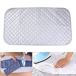 Ironing PadMat Iron Anywhere Portable Travel Ironing Blanket100%Cotton Quilted Protect Surfaces Weighted Corners Cover for Washer Dryer Table Top Countertop Small Ironing Board 18" x 31