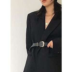 INOGIH Western-Leather-Belts-Women Vintage Waist-Belts with Hollow Out Flower Buckle