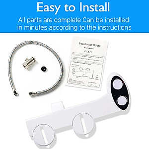 Bidet for Toilet - Bidet Toilet Seat Attachment with Water Pressure Control, Self-Cleaning Dual Nozzles, Non-Electric Bidet, Easy to Install, Fresh Water Spray for Posterior & Feminine Wash