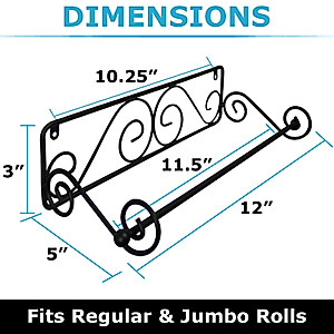 Blue Donuts Farmhouse Paper Towel Holder Wall Mount - Easy One-Handed Tear Kitchen Paper Towel Dispenser, Under Cabinet Paper Towel Holder, Black