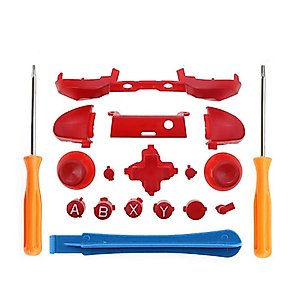 Full Set Buttons ABXY RB LB Bumper RT LT Trigger Buttons Mod Kit with T6 T8 Screwdriver for Microsoft Xbox One S Slim Controller (Red)