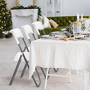 Kigley 12 Pack Folding Plastic Chair with 330lb Capacity Stackable Folding Chair Portable Metal Foldable Chair Fold up Event Chairs for Wedding Party Office Dining Supplies Indoor Outdoor (White)