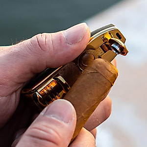 Mrs. Brog Cigar Lighter Triple Flame Torch with Built in Cigar Punch (Butane Gas Not Included) - Pocket Size 3 Adjustable Wind Proof Jet Flames - Ergonomic Grip