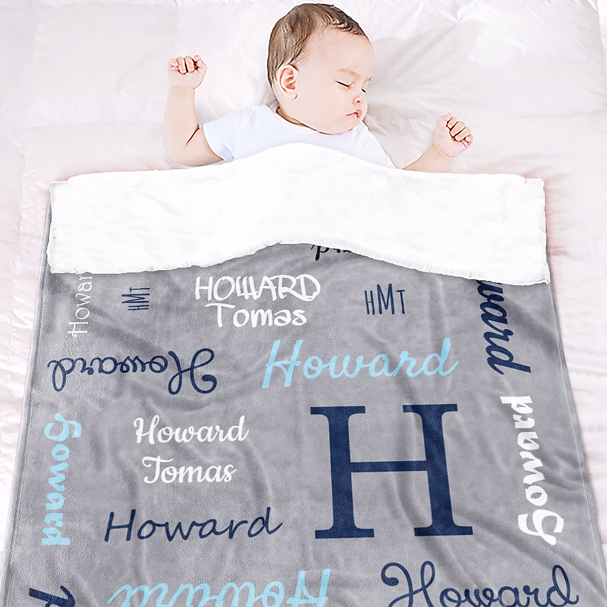 ONGNOU Custom Blanket Personalized Throw Blanket with Monogram Name Text Perfect Customized Baby Blanket for Newborn Baby, Toddler, Kids, Friends or Family on Thanksgiving Easter and Birthday Gift