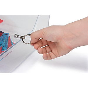 Displays2go Clear Acrylic Raffle Drum, Locking Door and Easy-Turn Lever - Large