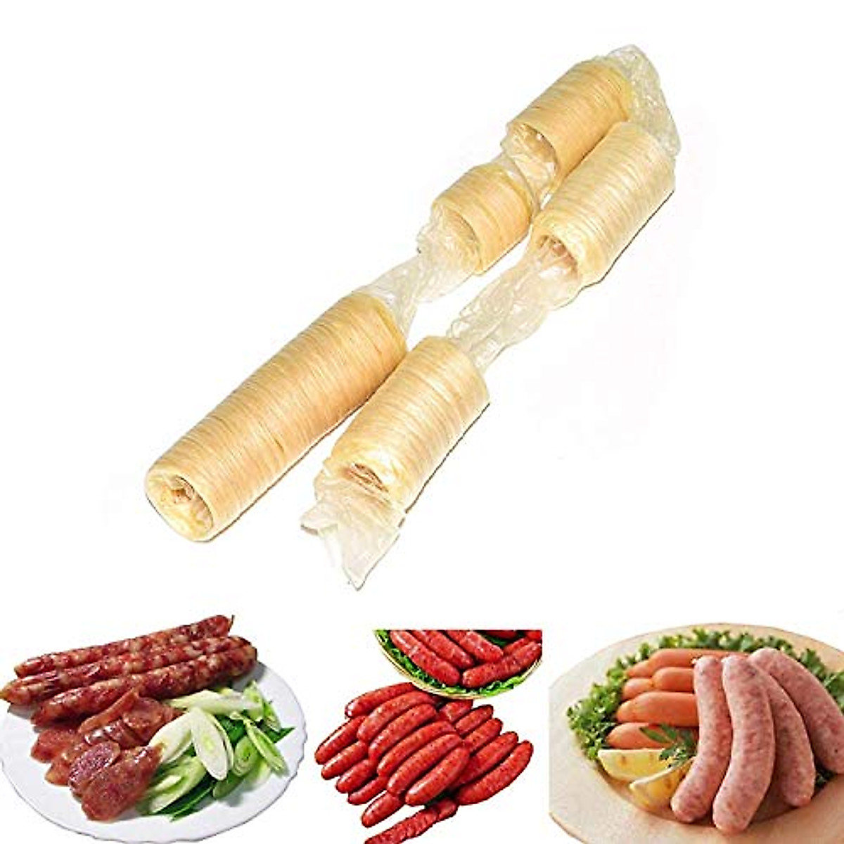 26mm Edible Collagen Sausage Casing for Making Roast Sausage, Dried Sausage, Sausage, Hot Dog,45.9ft (Shipping from The US)