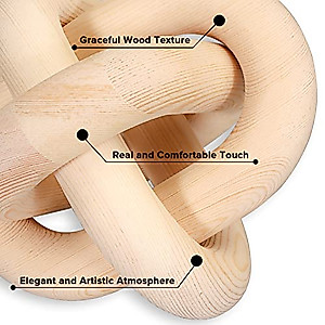 Wood Knot Decor 3 Knot Wood Chain Link Decor Coffee Table Books Decor Table Decorations for Living Room Hand Carved Decorative Modern Farmhouse Shelf Boho Rustic 6 inch (Natural)