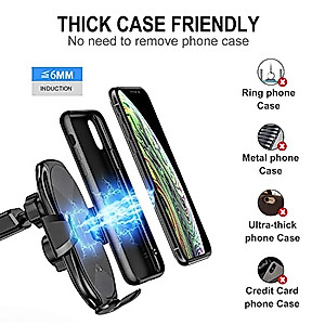 YITUMU Wireless Car Charger,15W Qi Fast Charging Auto-Clamping Car Phone Holder, Air Vent Windshield Dashboard Car Phone Mount,Long Arm Suction Cup Phone Holder for iPhone Samsung LG