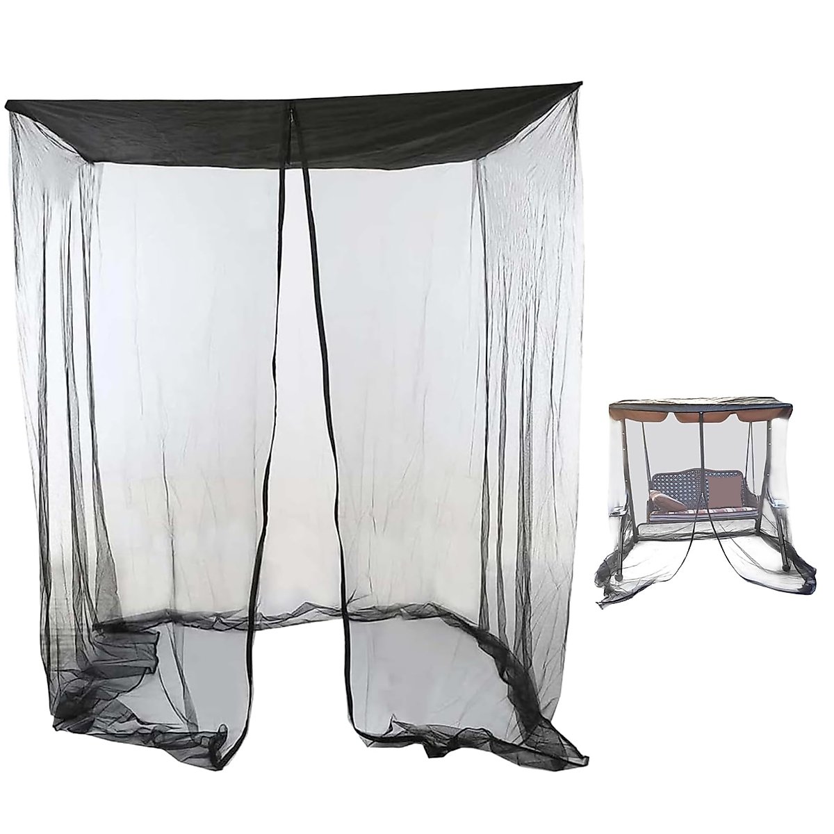 Garden Netting Patio Net for 3 Person Swing Chair, Waterproof Top Cloth Mesh Netting with Zipper,Breathable Roof Tent, Rectangle Outdoor Screen Tent