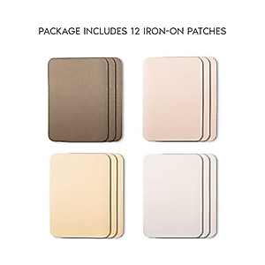 ZEFFFKA Premium Quality Fabric Iron-on Patches Inside & Outside Strongest Glue 100% Cotton Shades of Brown Beige Khaki Repair Decorating Kit 12 Pieces Size 3" by 4-1/4" (7.5 cm x 10.5 cm)