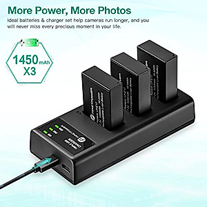FirstPower LP-E17 Battery 3-Pack and Triple Slot Charger for Canon EOS RP, Rebel T8i, T7i, T6i, T6s, SL2, SL3, M3, M5, M6, 77D, 200D, 750D, 760D, 800D, 8000D, DSLR Cameras