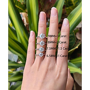 DovEggs Solitaire Moissanite Engagement Rings for Women 2ct 8mm GHI Color Moissanite Engagement Brilliant Ring 14K Gold QUALITY Sterling Silver Wedding Ring(sterling-silver, 7)