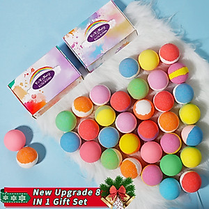 Bath Bombs Gift Set - 48 Organic Bath Bombs with All Natural Essential Oils, Shea Butter to Moisturize Skin & Stress Relief, Christmas Gifts for Women Mom, Stocking Stuffers for Adults Kids Girls