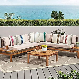 OTOSTAR Set of 2 Outdoor Pillow Covers 18x18 Inch Waterproof Decorative Throw Pillow Covers Geometry Pillowcases Square Cushion Case Garden Pillows Shell for Couch Patio Furniture Tent Balcony (Grey)