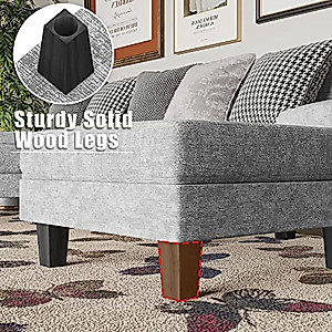 YESHOMY Convertible Sectional Sofa U-Shaped Couch with Soft Modern Cotton Chenille Fabric for Living Room, Oversized Seats with Comfortable Backrest, Gray