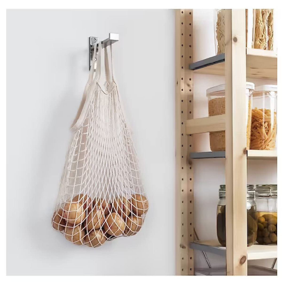 I-K-E-A KUNGSFORS Mesh Storage Organizer Bag Set of 2 Natural 100 % cotton