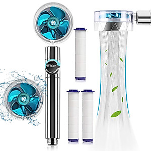 Tnnluku Turbo Hydro Jet Shower Head, 360 Turbo Propeller Head Hydro High Jet Pressure Shower Jet Head - Vortex Shower Head Fan High Pressure with Fan Filter and Pause Switch, Turbo Shower Head Purple