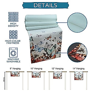 Teal Ombre Table Runner 72 Inches Long Farmhouse Dress Scarves, Red Blue Butterfly Modern Abstract Art Dining Tablerunner for Coffee Table/Kitchen Island/Party Décor, 18" x 72"