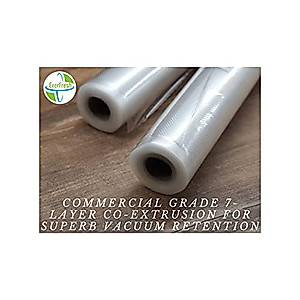 EverFresh 4 x 11" x 25' (Total 100 feet) Vacuum Sealer Rolls-Vacuum Sealer Bags-Vacuum Sealer Machine-Food Sealer Bag-Rolls Compatible with FoodSaver Machines-Sous Vide Bags-Freezer Bags-4 Pack-BPA Free Food Bags-15% thicker embossing than leading supplie