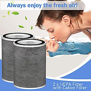 HP201 HEPA Replacement Filter Compatible with Shark HP201 HP202 HP301 HP302 UA205 AP1000 HC501 HC502 Air Cleaner Purifier MAX, Compare to # HE2FKBASMB & HE2FKBAS 2 Pack