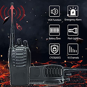 Baofeng Walkie Talkies Rechargeable Long Range Two-Way Radios with Earpieces,2-Way Radios UHF Handheld Transceiver Walky Talky with Flashlight Li-ion Battery and USB Charger（2 Pack）