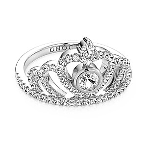 GNOCE Graceful Queen Crown Women Ring 925 Sterling Silver Inlaid with Clear Gemstones Rings Anniversary Promise Engagement Wedding Ring for Her (8)
