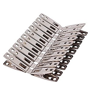 ASSICA Durable Clothespins Sunshine Universal Stainless Steel Clothes Clips Clothes Pins Hanging Clips Hooks for Home/Office Use Set of 20.
