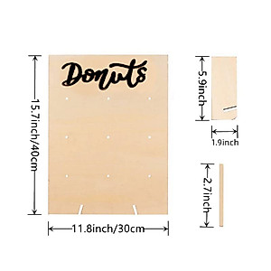 DODXIAOBEUL 2 Pcs Wood Donut Wall Display Stand Reusable Rustic Doughnut Board Holder Donut Party Supplies for Wedding Birthday Family Party festival Table Decor