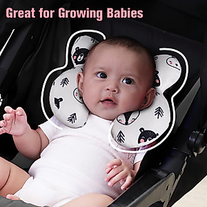 KAKIBLIN Baby Travel Pillow, Baby Pillow for Head and Neck, Upgraded Baby Support Pillow, Baby Neck Pillows for Car Seat,Pushchair,Travel(Bear)