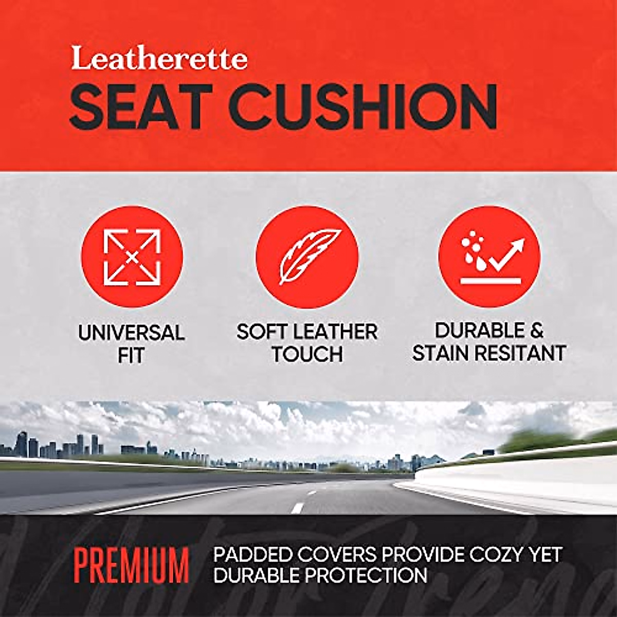 Motor Trend Seat Covers for Cars Trucks SUV, Faux Leather 2-Pack Black Padded with Storage Pockets, Premium Interior Car Seat Cover