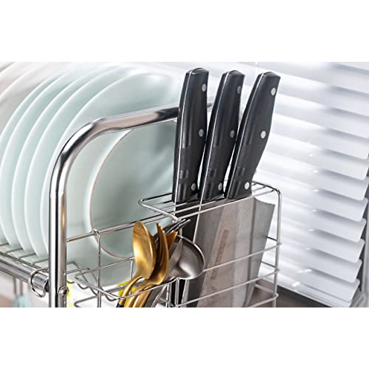 Premium Racks Professional Over The Sink Dish Rack - Fully Customizable - Multipurpose - Large Capacity (Stainless Steel)