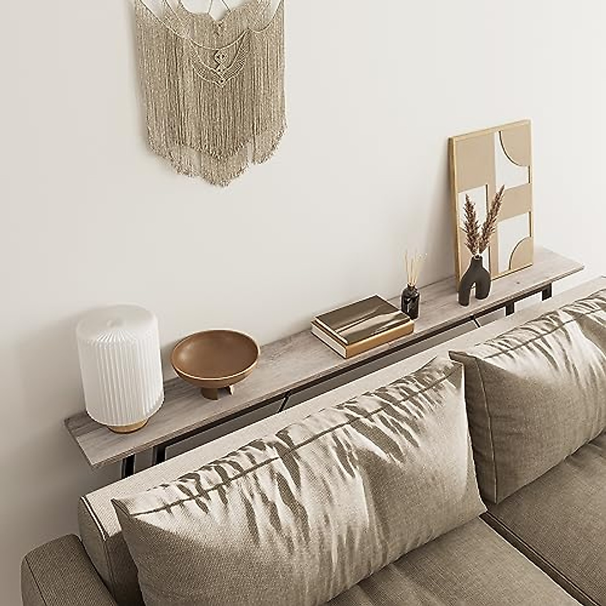 YATINEY 63" Console Table, Narrow Long Entryway Table, Industrial Skinny Sofa Tables, 2-Layer Hallway Table for Entryway, Display Table Behind Couch, Greige and Black CT16BG