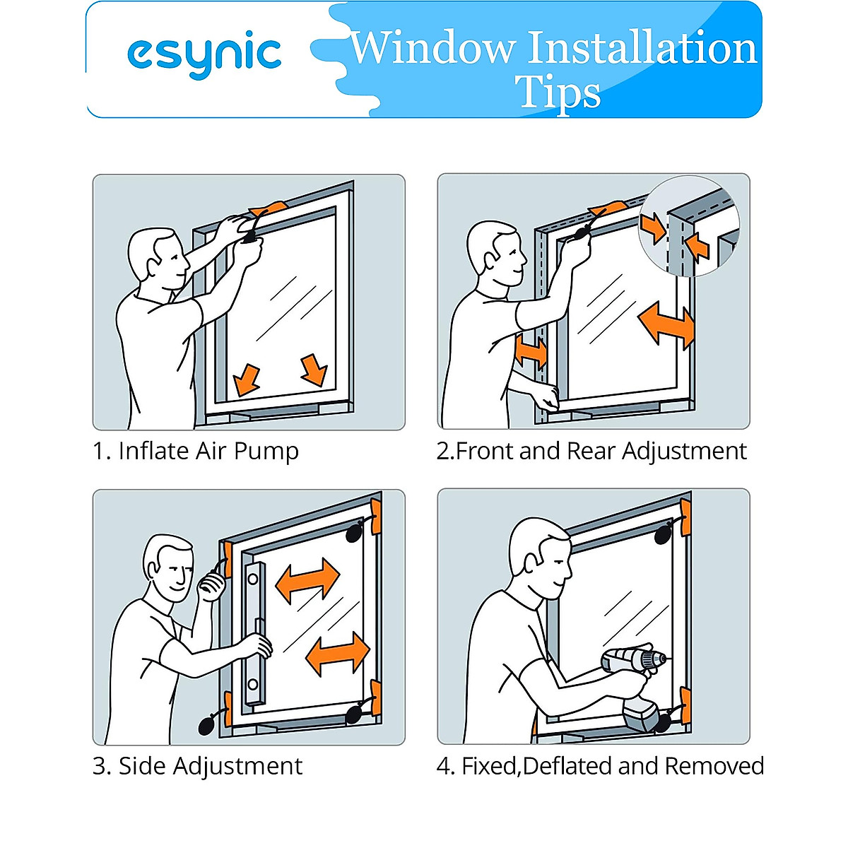 eSynic 2Pack Durable Air Wedge Bags Reliable Air Wedge Pump Bags Anti-slip Air Shim Bags Load-bearing 300lbs/136kg Air Door Lifting Tools with 4 Wedges for Door Window & Furniture Installation etc