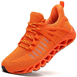 TSIODFO Sneakers for Men Sport Running Shoes Athletic Tennis Walking Shoes Jogging Fashion Sneaker Mesh Breathable Orange Size 8.5