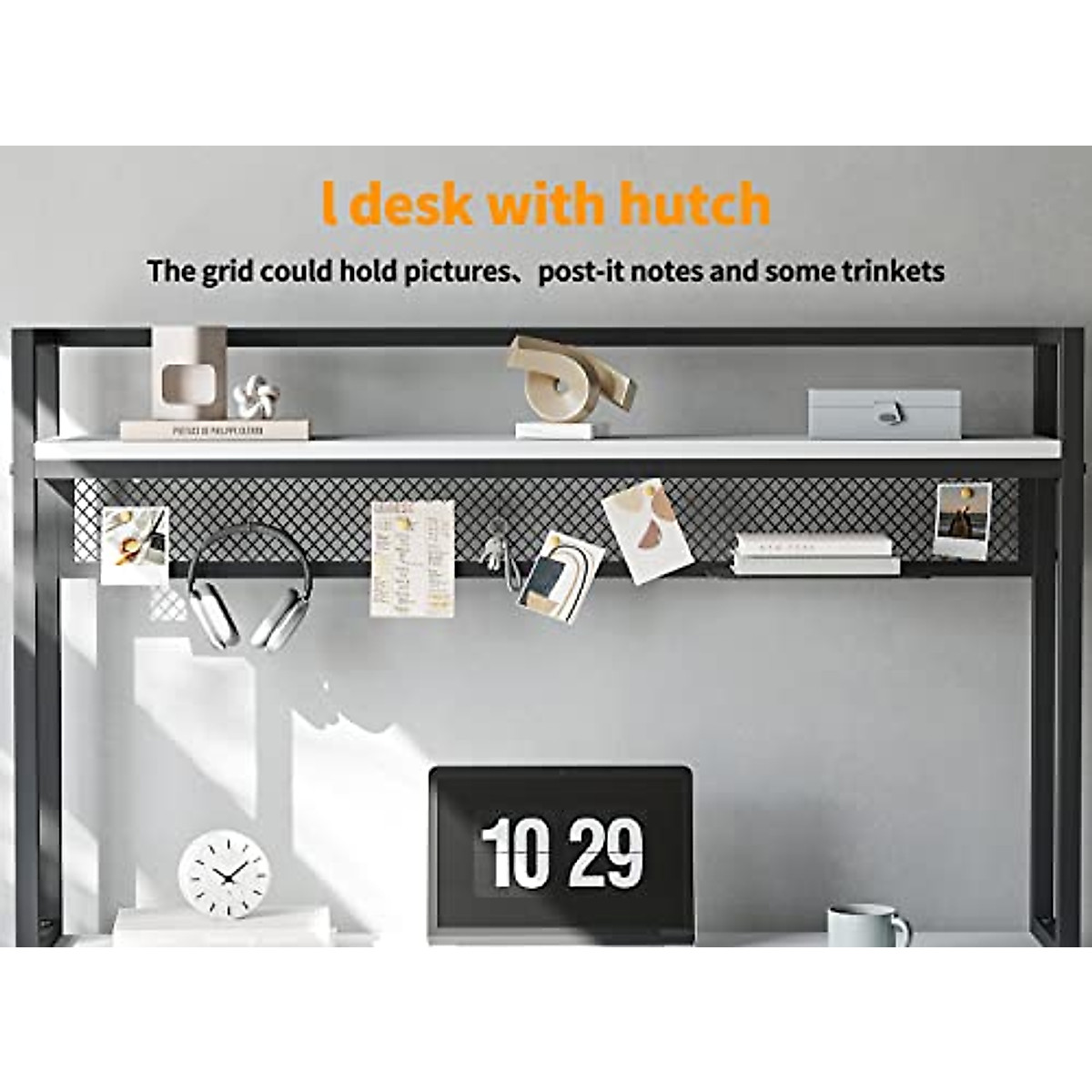 CubiCubi L Shaped Desk with Hutch, 66" Corner Computer Desk with Drawer,Home Office Gaming Table Workstation with Storage Bookshelf, White