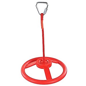 Uxsiya Children Gym Rotating Wheel,Children Gym Rotating Wheel Plastic Directional Wheel Kids Outdoor Fitness Exercise Wheel with Rope Red Swing for Kids Outdoor and Swingset Strong Heavy Duty