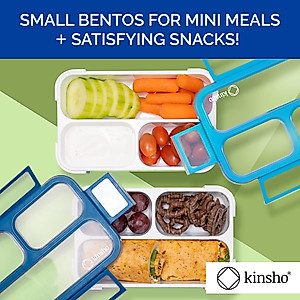 MINI Bento-Box Lunch and Snack Boxes Set of 2 | Small Leakproof Portion Containers For Kids Boys Girls Toddlers Adults | BPA Free for School Pre-School Daycare Travel Keto | Navy & Blue