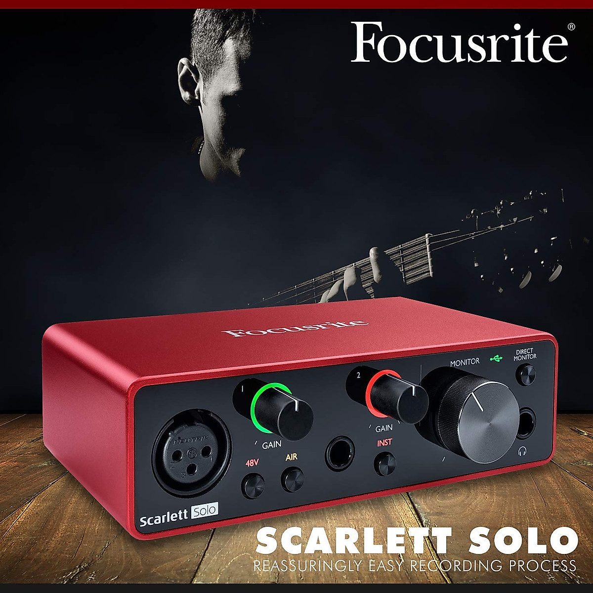 Focusrite Scarlett Solo USB Audio Interface (3nd Generation) + Professional Monitoring Headphones, Cables and Deluxe Accessory Bundle