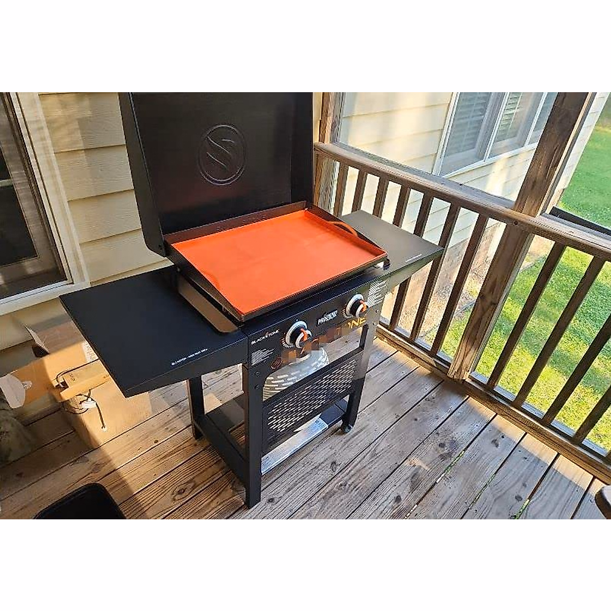 36" Griddle Silicone Protective Mat for Blackstone, Protective Cover Mats with Tong for Blackstone 36in Griddle Top Covers for Blackstone Protector Indoor Outdoor-Orange(Not for 36'' Cabinet Griddle)