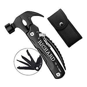 Personalized Christmas Gifts for Grandpa Dad Uncle Custom Name Pocket Multitool Knife, Stocking Stuffers Cool Gadgets Presents for Men Father Him, All in One Tools Mini Hammer Multitool