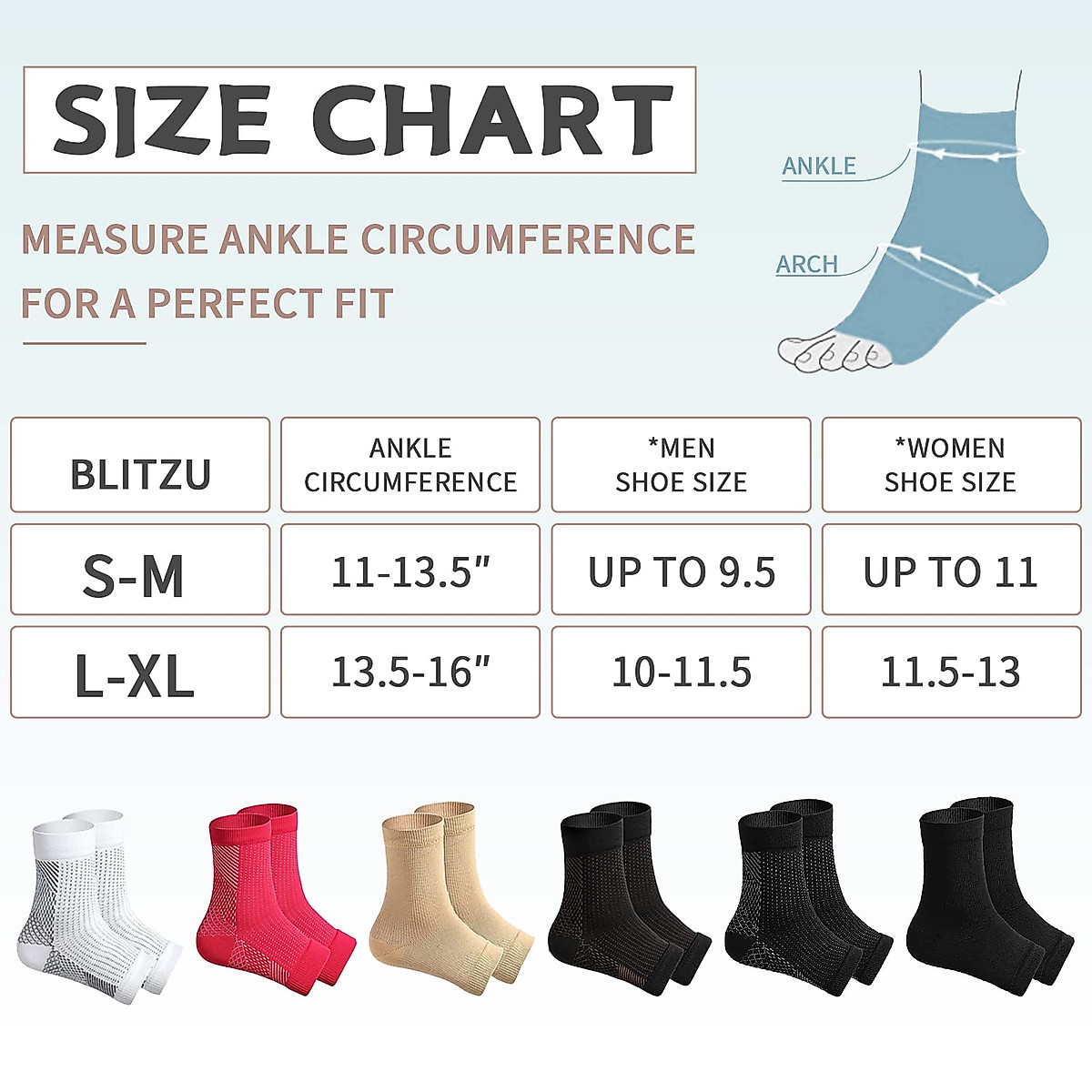 Candyhouse 3 PCS Neuropathy Socks Ankle Compression Sleeve for Women or Men Ankle Support For Ankle For Swelling, Plantar Fasciitis,Sprain,Neuropathy Brace For Women And Men