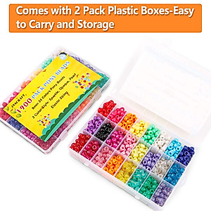 Pony Beads, 1,900 pcs 9mm Pony Beads Set in 24 Colors with Elastic String for Bracelet Jewelry Making by INSCRAFT